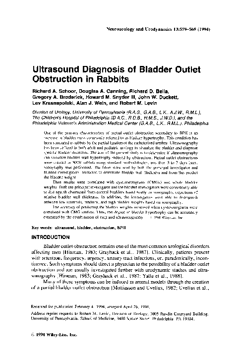 (PDF) Ultrasound diagnosis of bladder outlet obstruction in rabbits ...