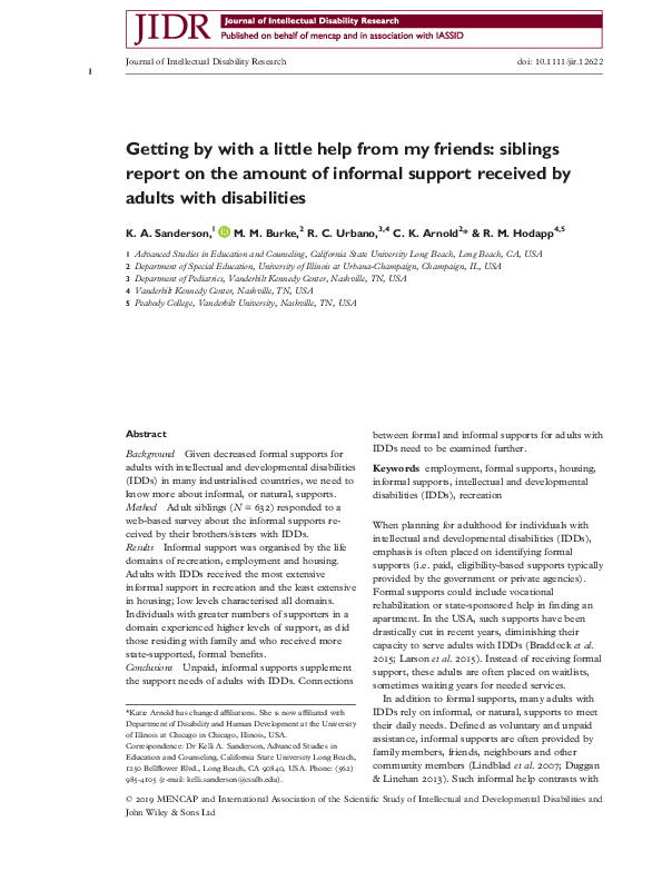 (PDF) Getting by with a little help from my friends: siblings report on ...