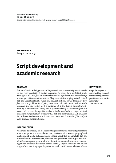(PDF) Script development and academic research