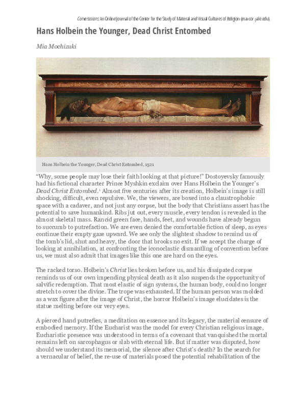 (PDF) Hans Holbein the Younger, Dead Christ Entombed