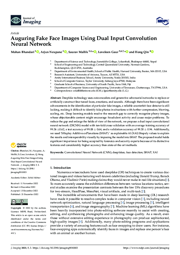 (PDF) Auguring Fake Face Images Using Dual Input Convolution Neural Network