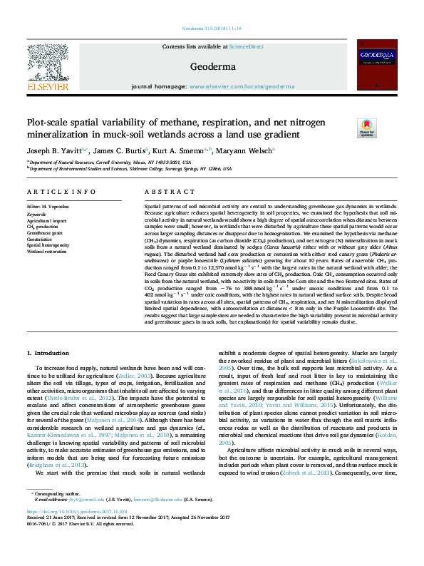 Pdf Plot Scale Spatial Variability Of Methane Respiration And Net Nitrogen Mineralization In