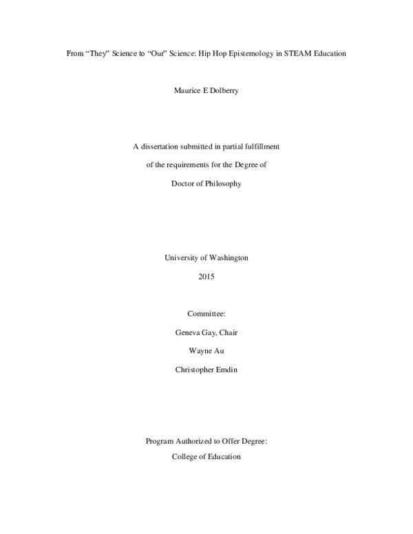 (PDF) From "They" Science to "Our" Science: Hip Hop Epistemology in ...