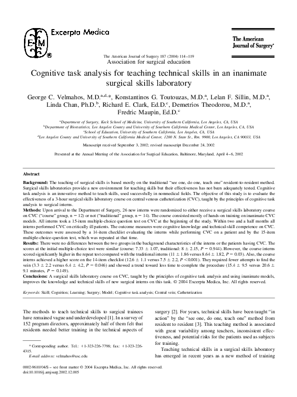 (PDF) Cognitive task analysis for teaching technical skills in an ...