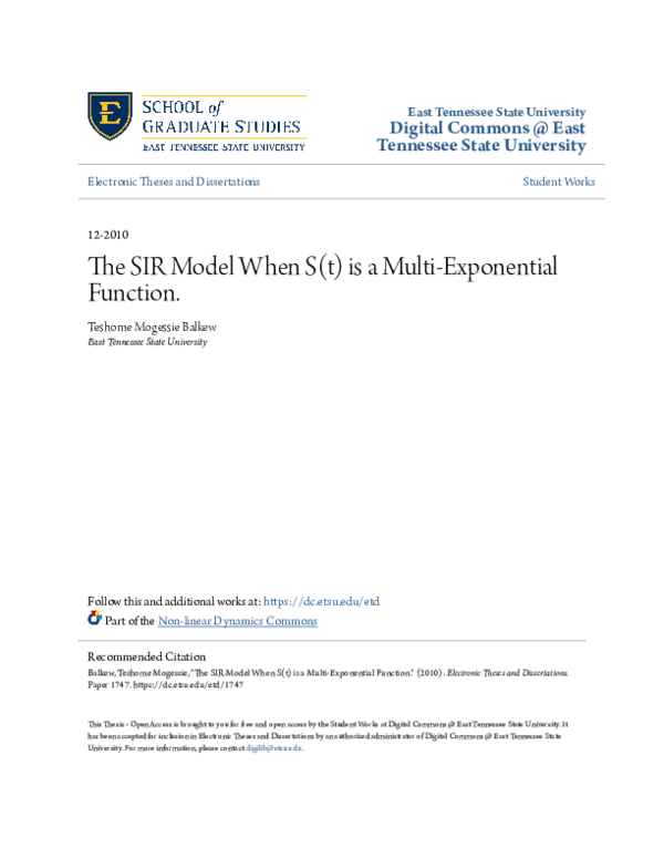 (PDF) The Sir Model When S(t) Is a Multi-Exponential Function