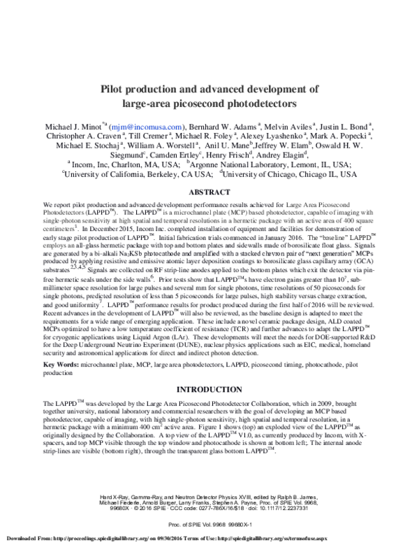 (PDF) Pilot production and advanced development of large-area ...