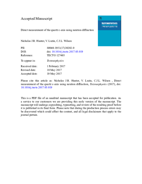 (PDF) Direct measurement of the quartz c-axis using neutron diffraction