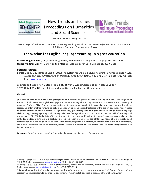 (PDF) Innovation for English language teaching in higher education