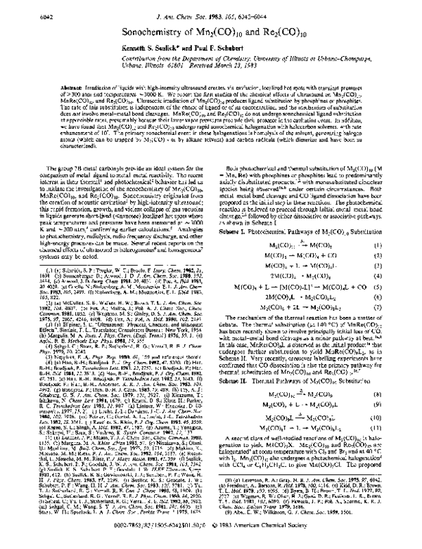 (PDF) Sonochemistry of dimanganese decacarbonyl (Mn2(CO)10) and ...