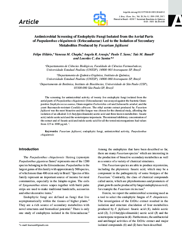 (PDF) Antimicrobial Screening of Endophytic Fungi Isolated from the ...