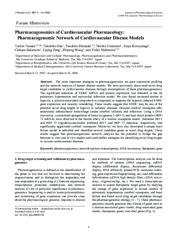 (PDF) Pharmacogenomics of Cardiovascular Pharmacology: Pharmacogenomic ...