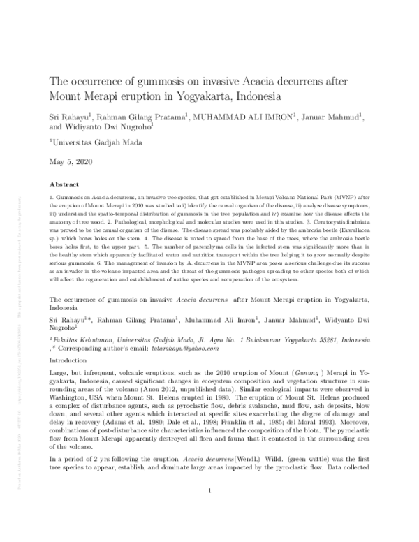 (PDF) The occurrence of gummosis on invasive Acacia decurrens after ...