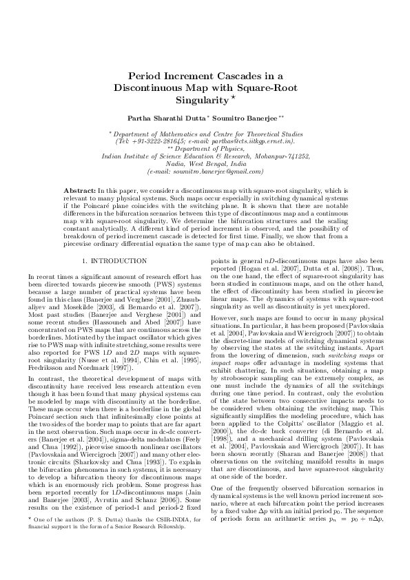 (PDF) Period Increment Cascades in a Discontinuous Map with Square-Root ...