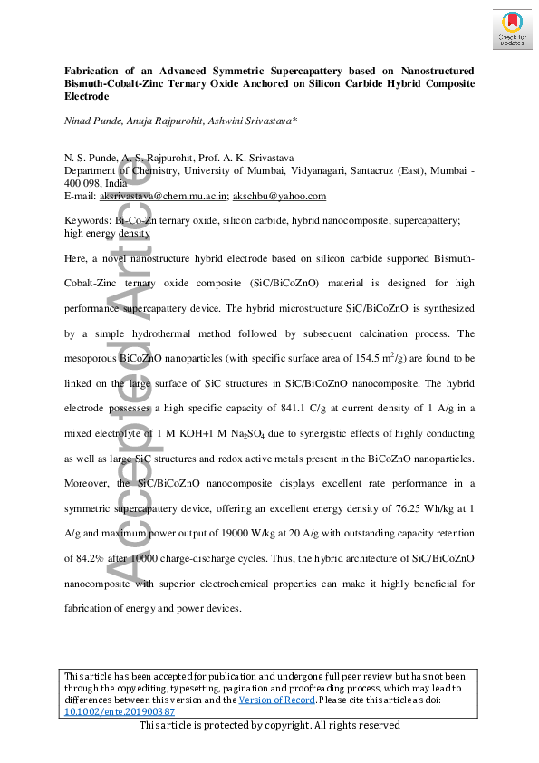 (PDF) Fabrication of an Advanced Symmetric Supercapattery Based on ...