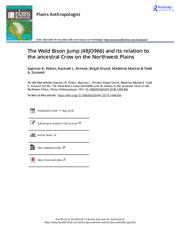 (PDF) The Wold Bison Jump (48JO966) and its relation to the ancestral ...