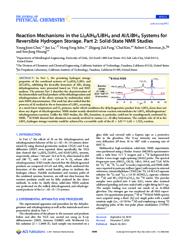 (PDF) Reaction Mechanisms in the Li3AlH6/LiBH4 and Al/LiBH4 Systems for ...