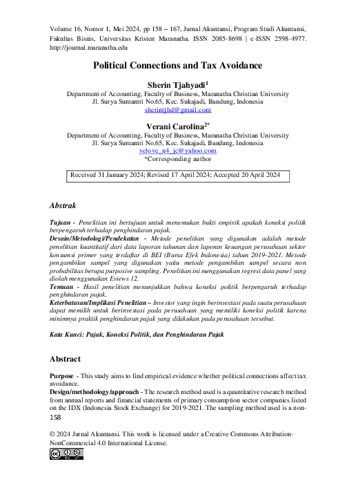 (PDF) Political Connections and Tax Avoidance
