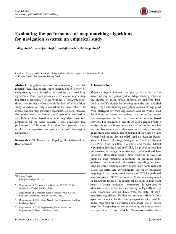 (PDF) Evaluating the performance of map matching algorithms for ...