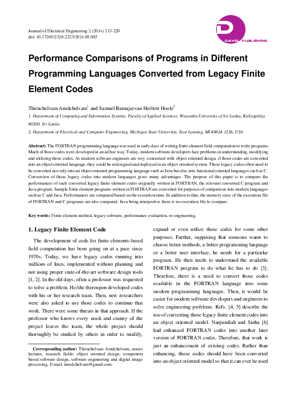 (PDF) Reverse engineering legacy code for finite element field ...