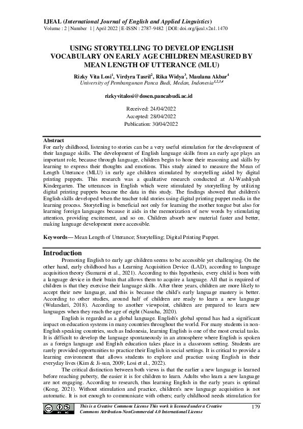 (PDF) Using Storytelling to Develop English Vocabulary on Early Age ...