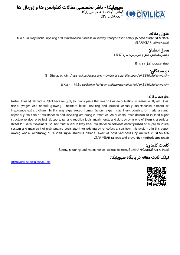 (PDF) Rule of railway tracks repairing and maintenance process in ...