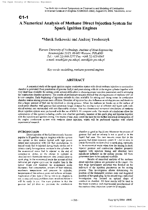 (PDF) A Numerical Analysis of Methane Direct Injection System for Spark Ignition Engines(CNG and ...