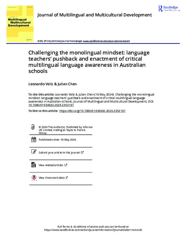 (PDF) Challenging the monolingual mindset: language teachers' pushback ...