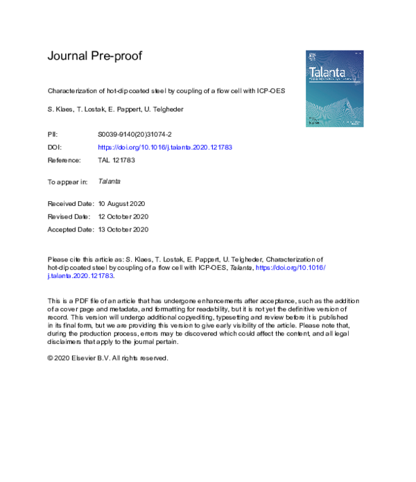 (PDF) Characterization of hot-dip coated steel by coupling of a ﬂow ...