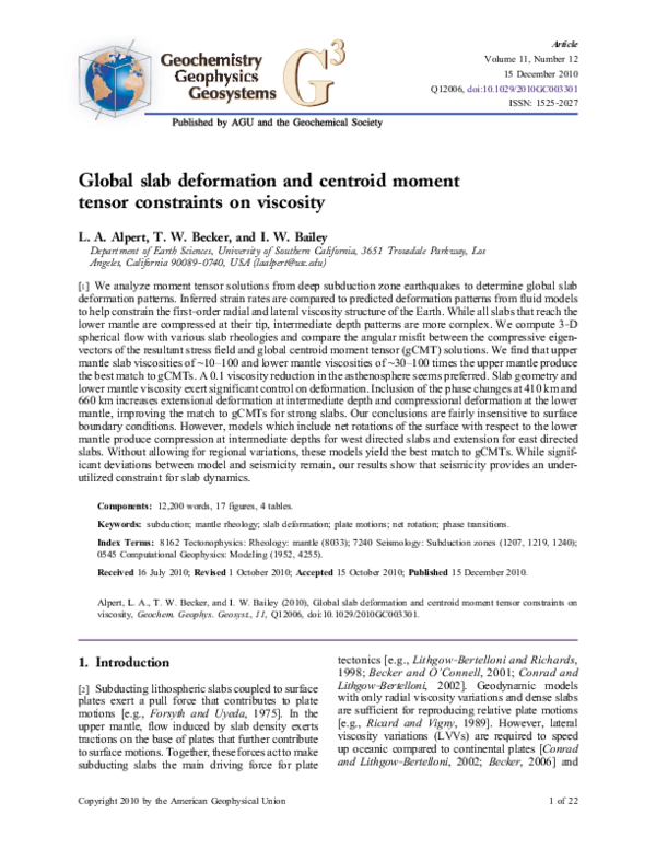 (PDF) Global slab deformation and centroid moment tensor constraints on ...