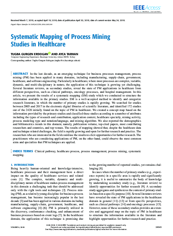 (PDF) Systematic Mapping of Process Mining Studies in Healthcare