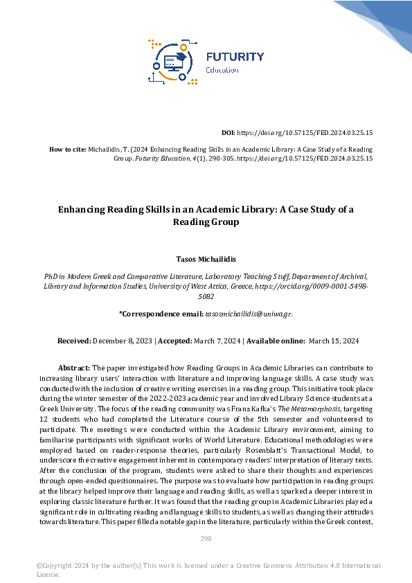 (PDF) Enhancing Reading Skills in an Academic Library: A Case Study of ...