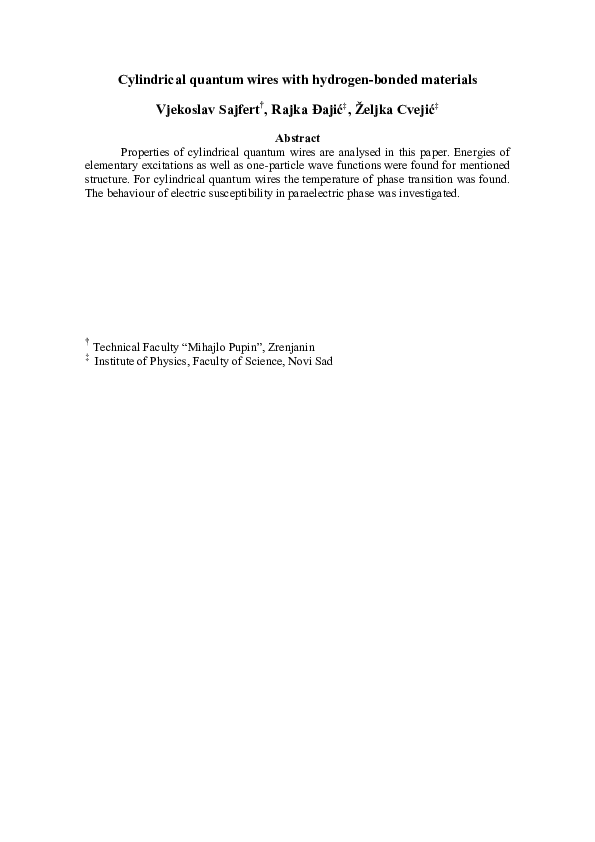 (PDF) Cylindrical quantum dots with hydrogen-bonded materials ...