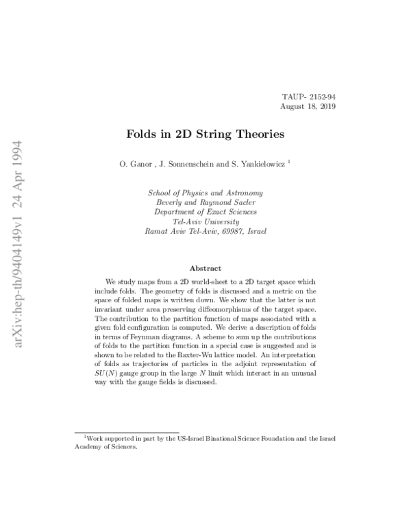(PDF) Folds in 2D string theories