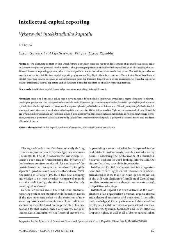 (PDF) Intellectual capital reporting