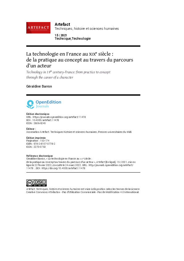(PDF) La technologie en France au xixe siècle : de la pratique au ...