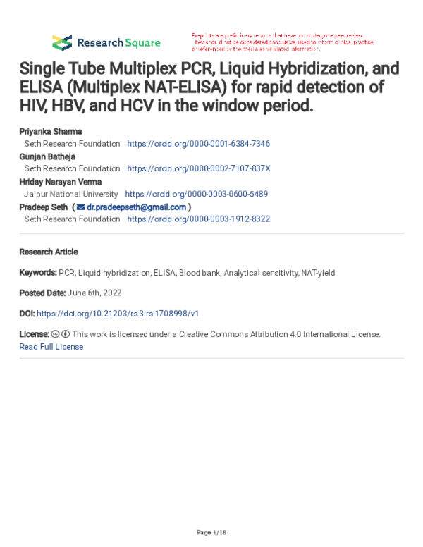 (PDF) Single Tube Multiplex PCR, Liquid Hybridization, and ELISA ...
