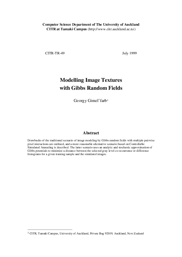 (PDF) Modeling image textures by Gibbs random fields