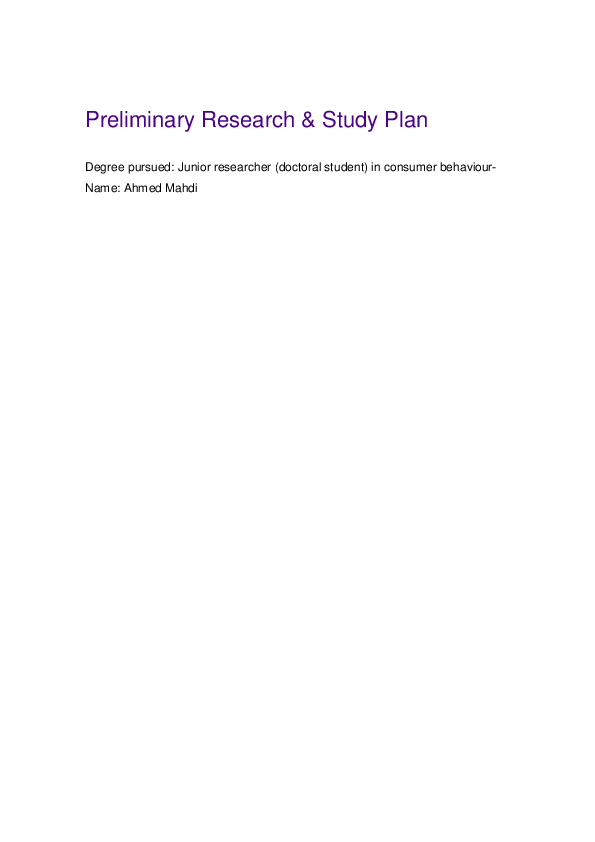(PDF) Preliminary Research & Study Plan