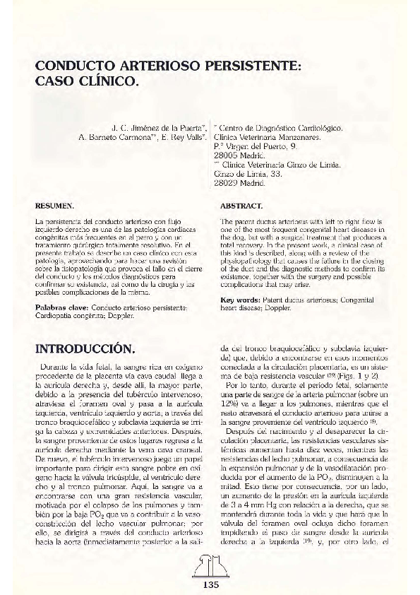 (PDF) Conducto arterioso persistente: un caso clínico