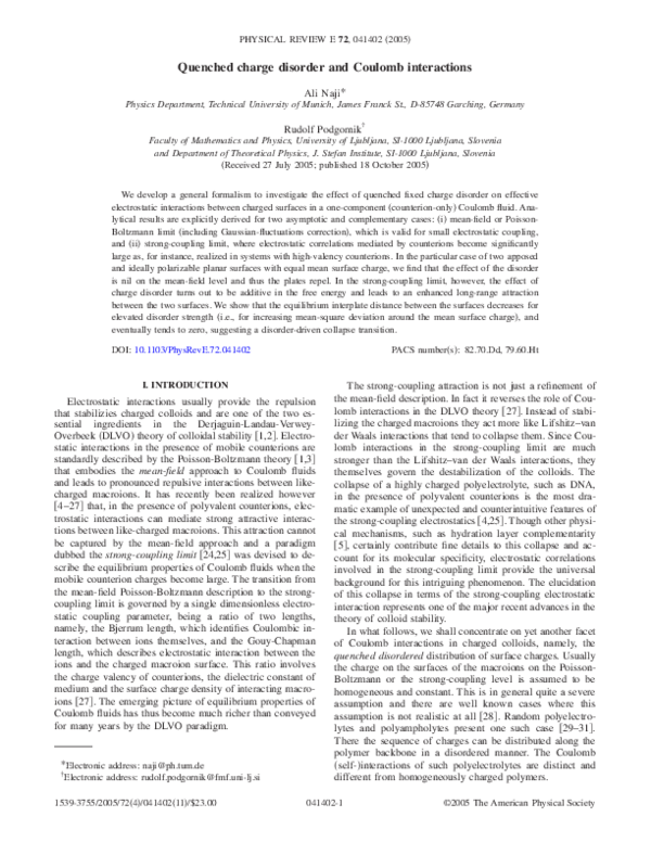(PDF) Quenched charge disorder and Coulomb interactions