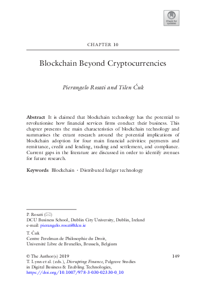 (PDF) Blockchain Beyond Cryptocurrencies