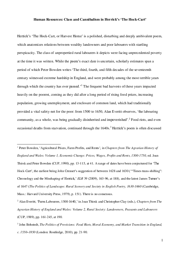 (PDF) Human Resources: Class and Cannibalism in Herrick’s “The Hock-Cart”