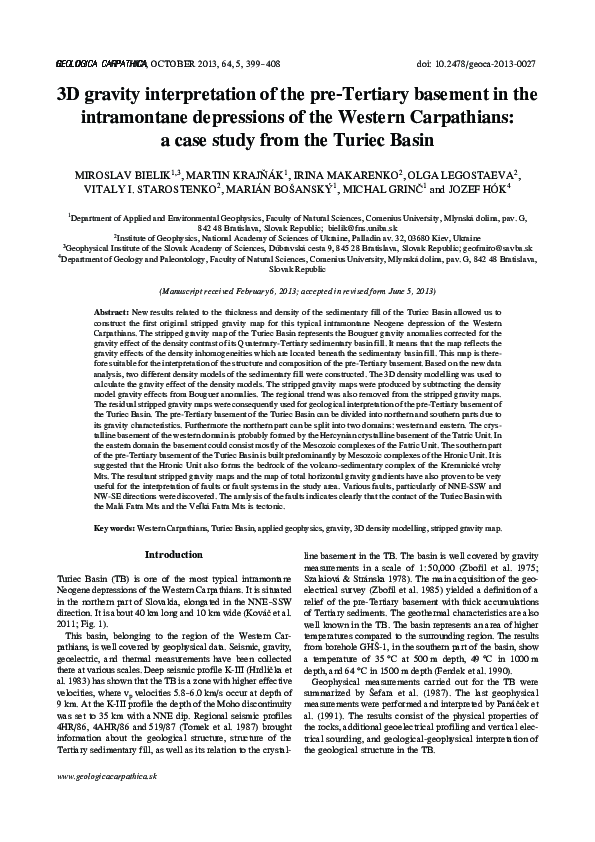 (PDF) 3D gravity interpretation of the pre-Tertiary basement in the ...