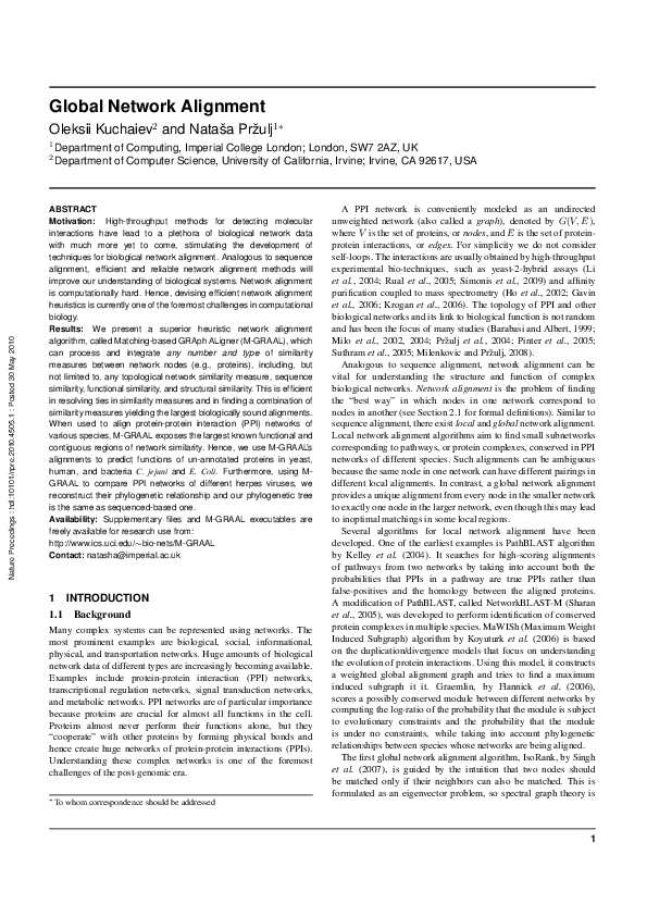 (PDF) Global Network Alignment