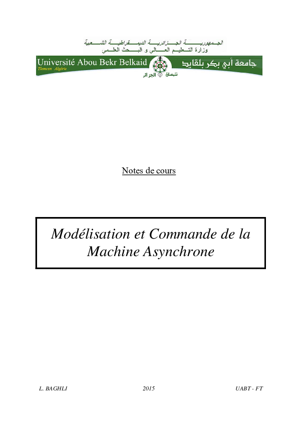 (PDF) Modélisation et Commande de la Machine Asynchrone | BELKAIBAT BACHIR - Academia.edu