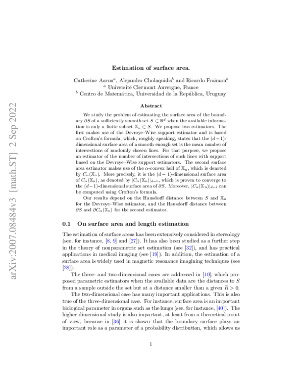 (PDF) Estimation of surface area