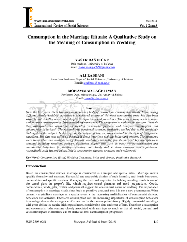 (PDF) Consumption in the Marriage Rituals: A Qualitative Study on the ...
