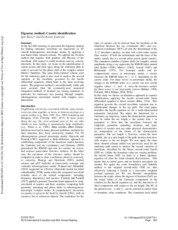 (PDF) Eigenray method: Caustic identification