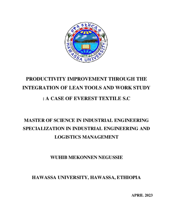 (PDF) Productivity Improvement throgh the integration of lean tools and work study