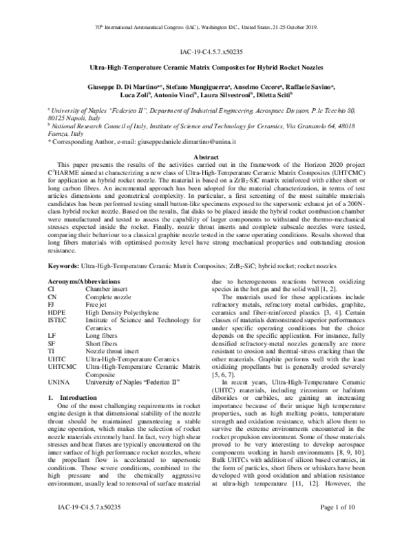 (PDF) Ultra-High-Temperature Ceramic Matrix Composites for Hybrid ...